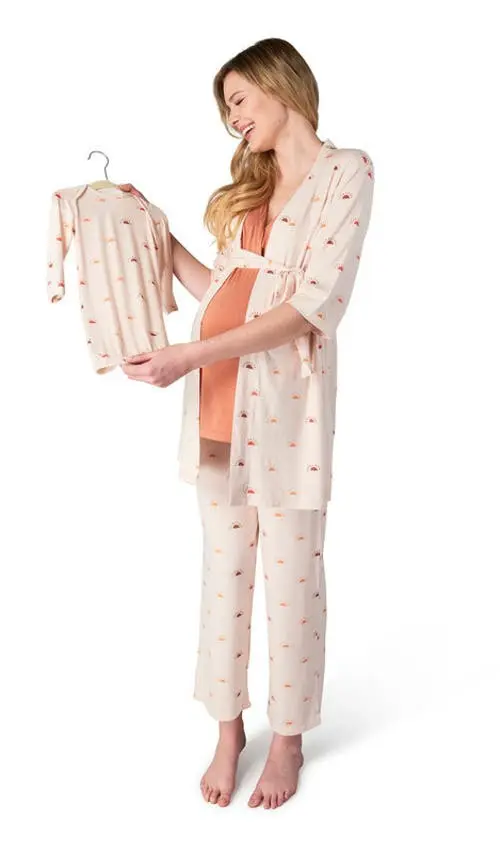 EVERLY GREY Analise During & After 5-piece Maternity/nursing Sleep Set For Mom & Baby - Sunrise