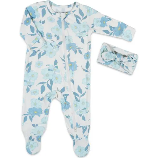 EVERLY GREY Jersey Footie And Head Wrap Set - Periwinkle