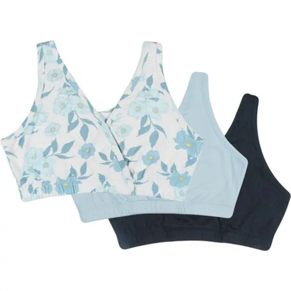 EVERLY GREY Paisley During & After 3-piece Maternity/nursing Sleep Bras - Periwinkle