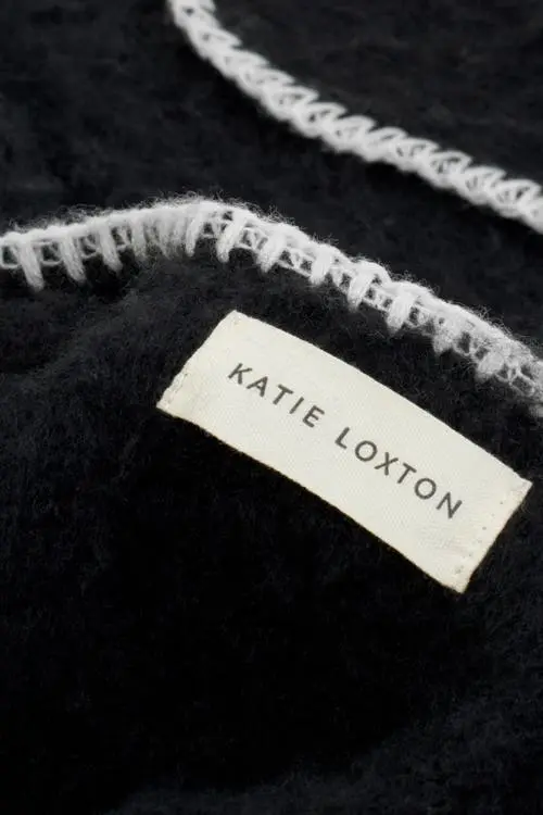 KATIE LOXTON Whipstitch Blanket Cape With Belt - Black