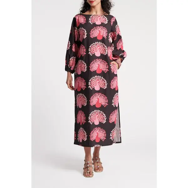 FRANCES VALENTINE Minnow Maxi Peacock Dress - Black/multi