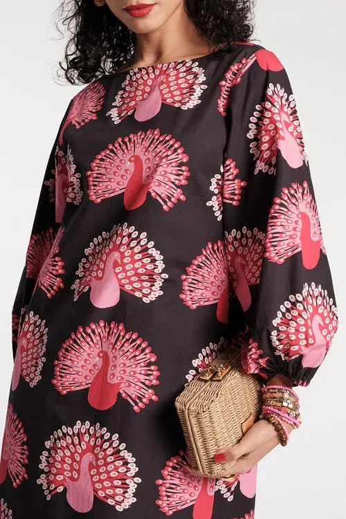 FRANCES VALENTINE Minnow Maxi Peacock Dress - Black/multi