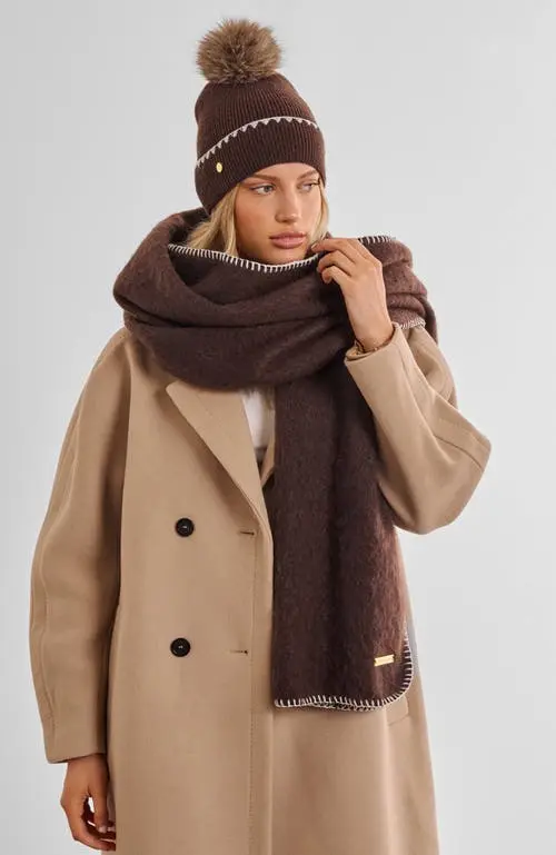 KATIE LOXTON Whipstitch Scarf - Chocolate