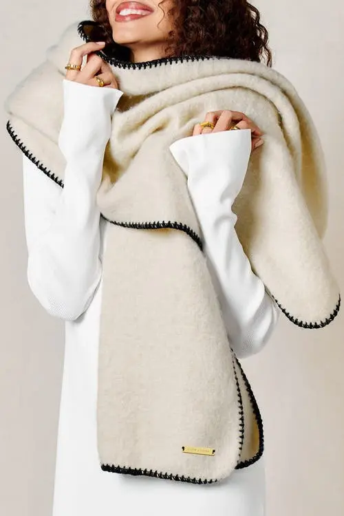 KATIE LOXTON Whipstitch Scarf - Cream