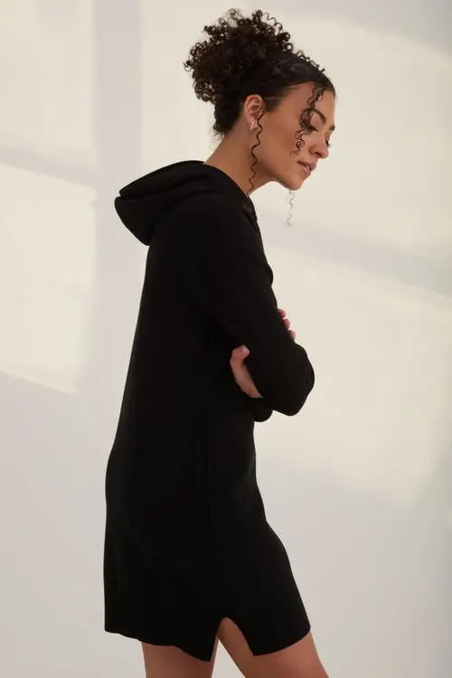 KADA Sweater Hoodie Mini Dress - Ink
