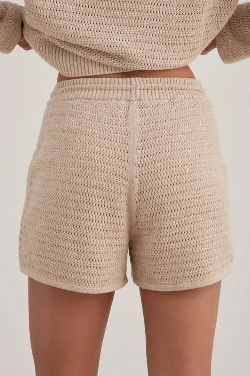 KADA Open Knit Shorts - Sand