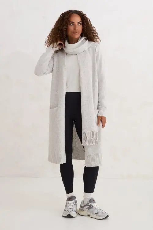 KADA The Wool Scarf Cardigan - Heather Grey
