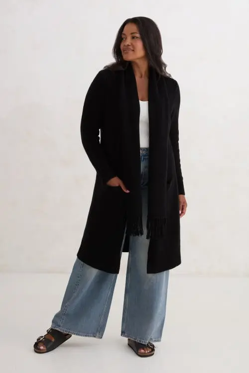 KADA The Wool Scarf Cardigan - Ink
