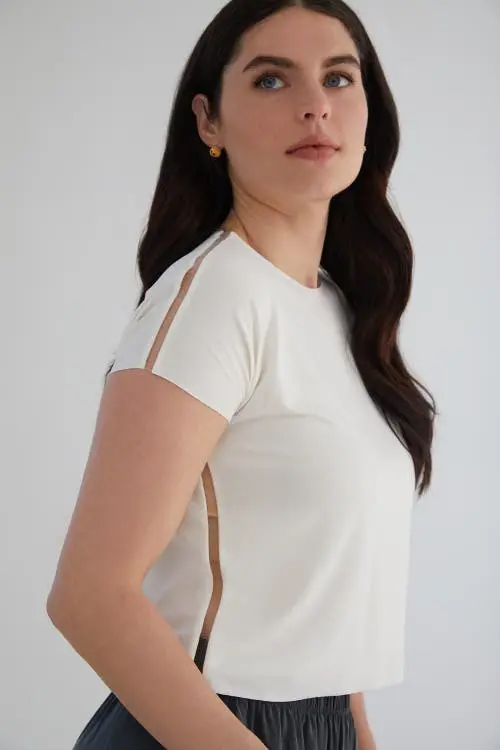 KADA Cupro Infinity Cropped Tee - Salt