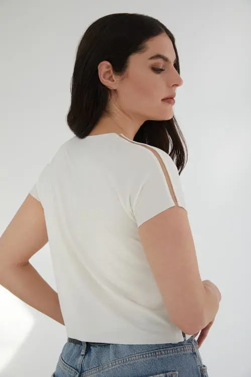 KADA Cupro Infinity Cropped Tee - Salt