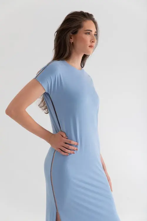KADA Cupro Infinity Tee Maxi Dress - Sky
