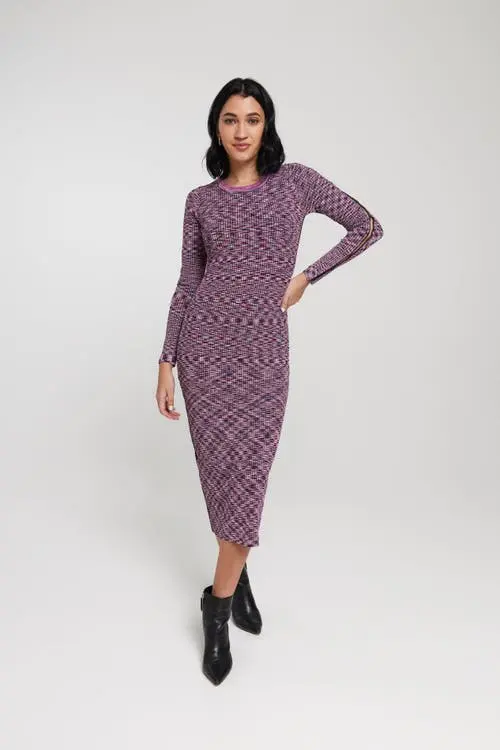 KADA Space Dye Ribbed Sweater Midi Dress