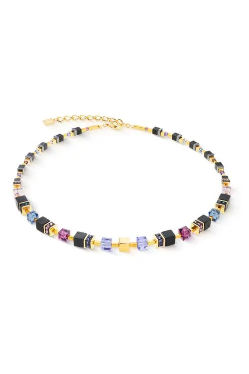 COEUR DE LION Geocube Precious Classic Gold Necklace - Blue Moon