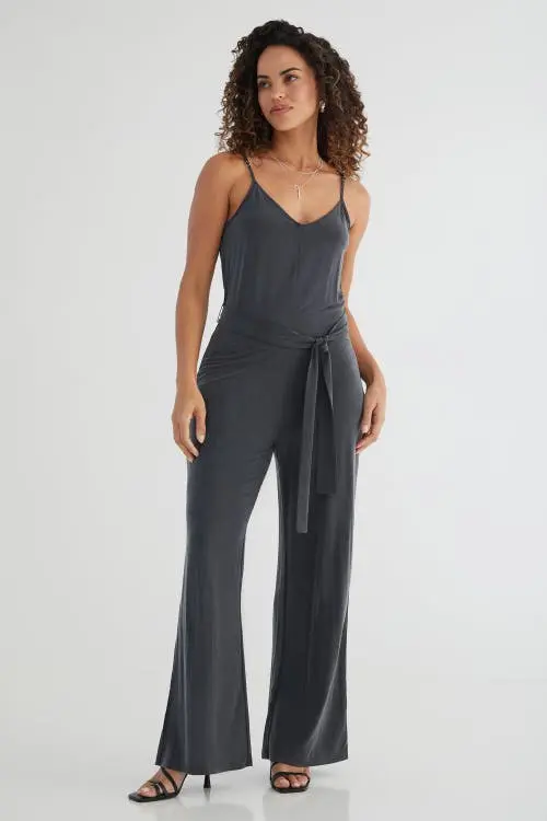 KADA Cupro Airy Tank Jumpsuit - Ink