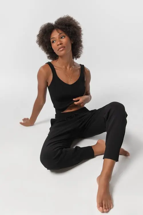 KADA Ribbed Fitted Tank - Ink