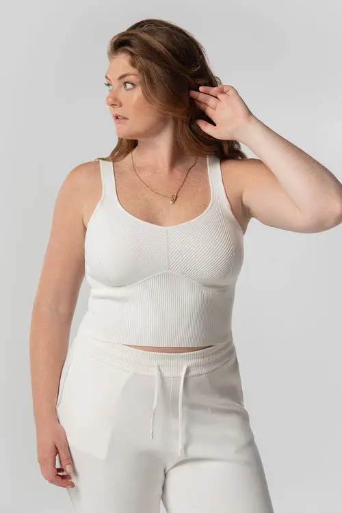 KADA Ribbed Fitted Tank - Salt