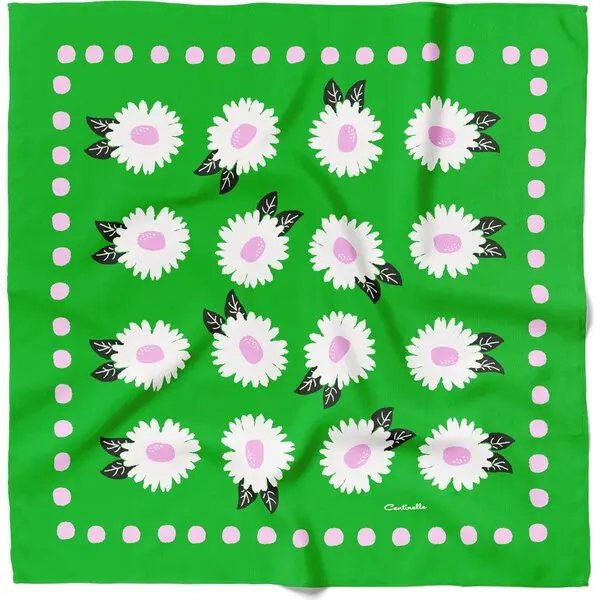 CENTINELLE Floral Cotton Silk Bandana - Green