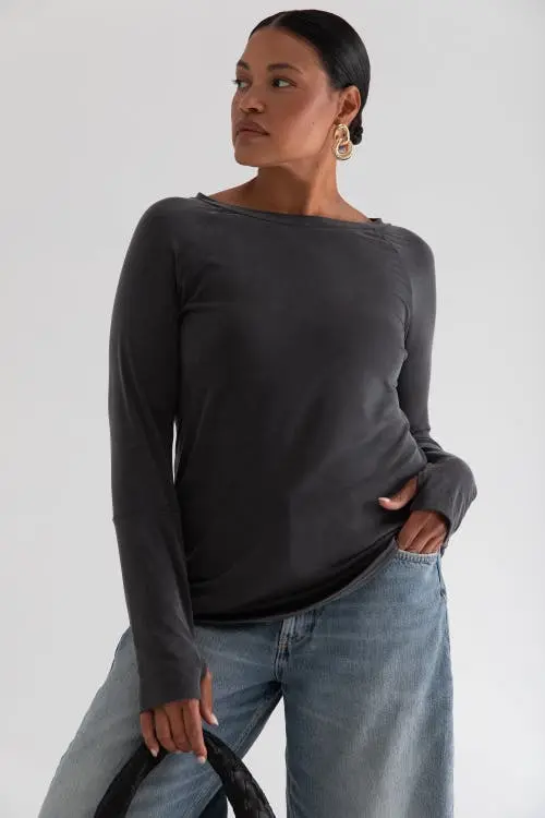 KADA Cupro Long Sleeve Layering Tee - Ink