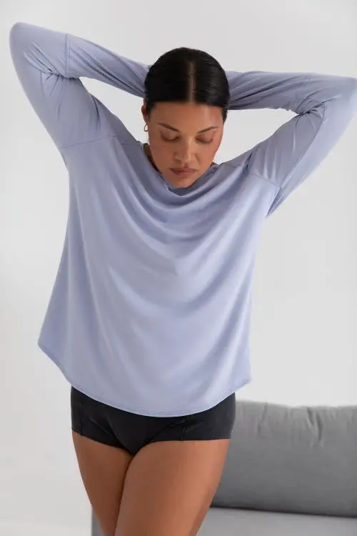KADA Cupro Long Sleeve Layering Tee - Periwinkle