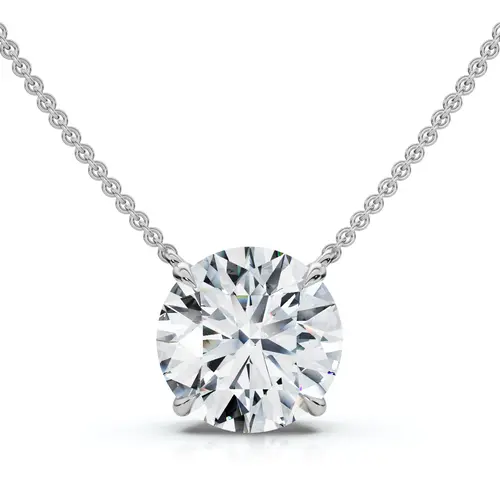 BLISS DIAMOND 1 1/2ct Round Cut Solitaire Lab Grown Diamond Pendant Necklace - White Gold