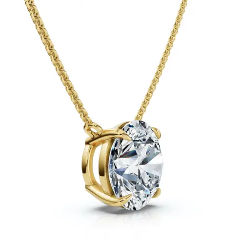 BLISS DIAMOND 1 1/2ct Round Cut Solitaire Lab Grown Diamond Pendant Necklace - Yellow Gold