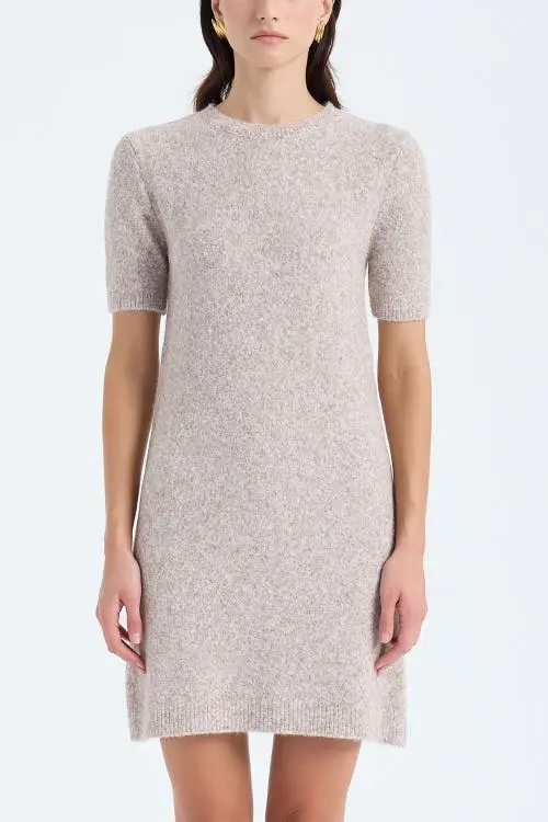 MONLICIA Rune Short Sleeve Knit Dress - Ecru