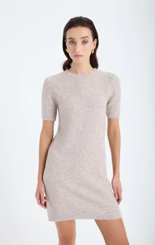 MONLICIA Rune Short Sleeve Knit Dress - Ecru