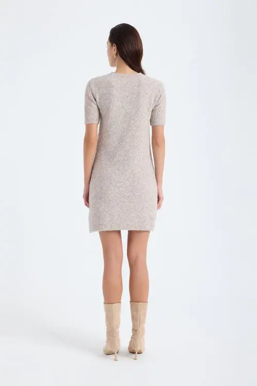 MONLICIA Rune Short Sleeve Knit Dress - Ecru