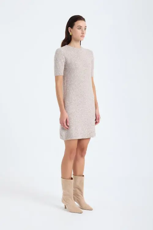 MONLICIA Rune Short Sleeve Knit Dress - Ecru