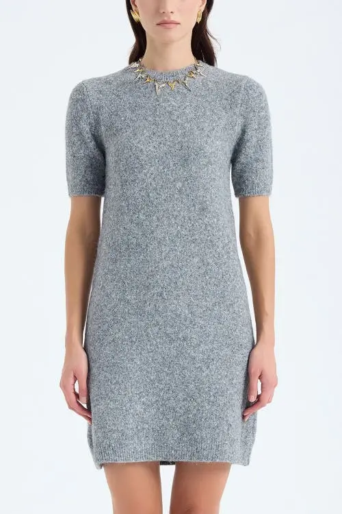 MONLICIA Rune Short Sleeve Knit Dress - Grey