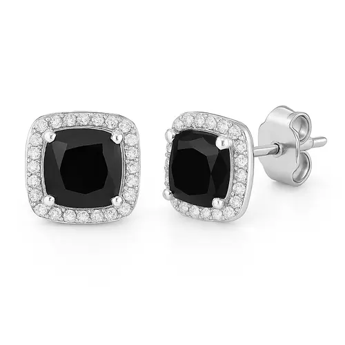 DONATELLO GIAN Sterling Silver Onyx Halo Earrings - Black