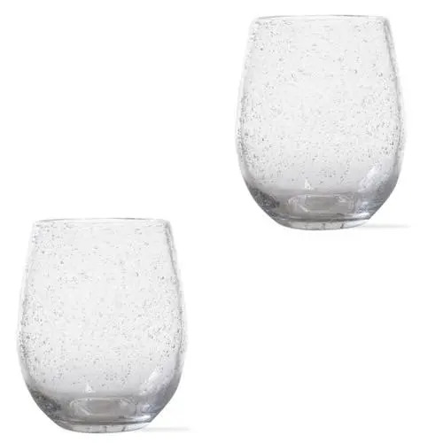 TAG Bubble Glass Stemless Drinkware Set Of 2 Dishwasher Safe - Clear