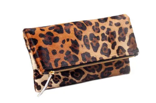 THE ARTISAN & COMPANY Leopard Print Calf Hair Clutch - Brown