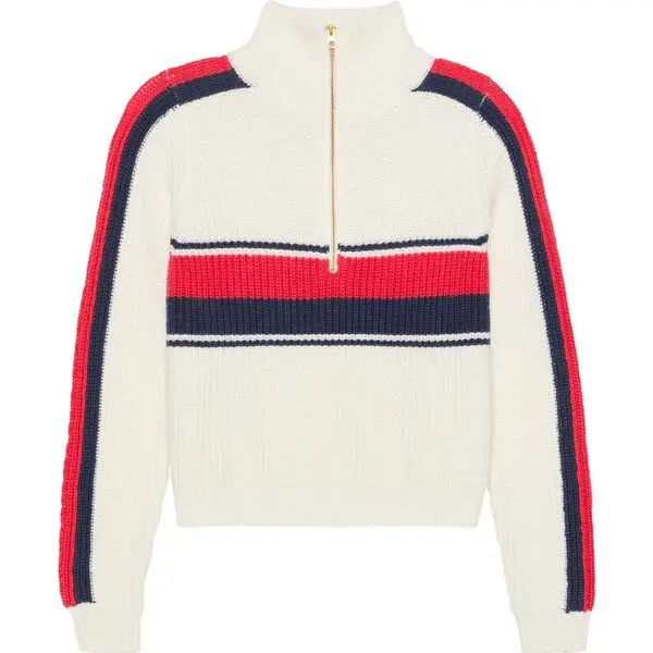 ELLSWORTH + IVEY Aspen Quarter-zip Sweater - Ivory Retro Block