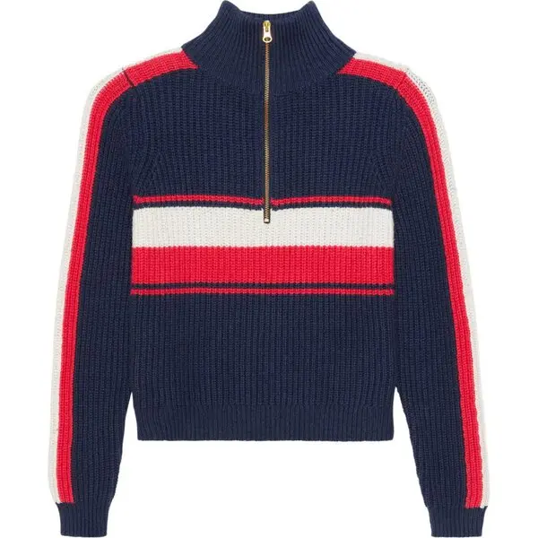 ELLSWORTH + IVEY Aspen Quarter-zip Sweater - Navy Retro Block