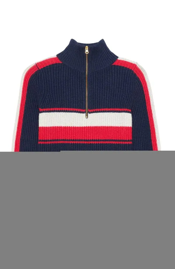 ELLSWORTH + IVEY Aspen Quarter-zip Sweater - Navy Retro Block