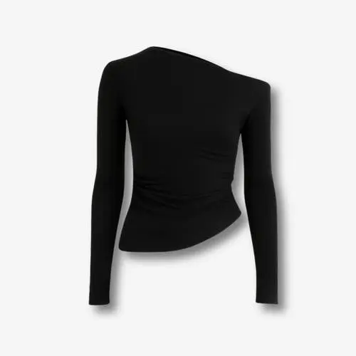MONLICIA Aura One Shoulder Draped Top - Black