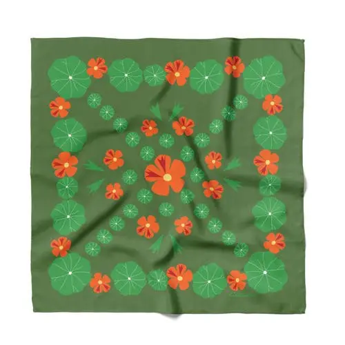 CENTINELLE Nasturtium Garden Cotton Silk Bandana - Green