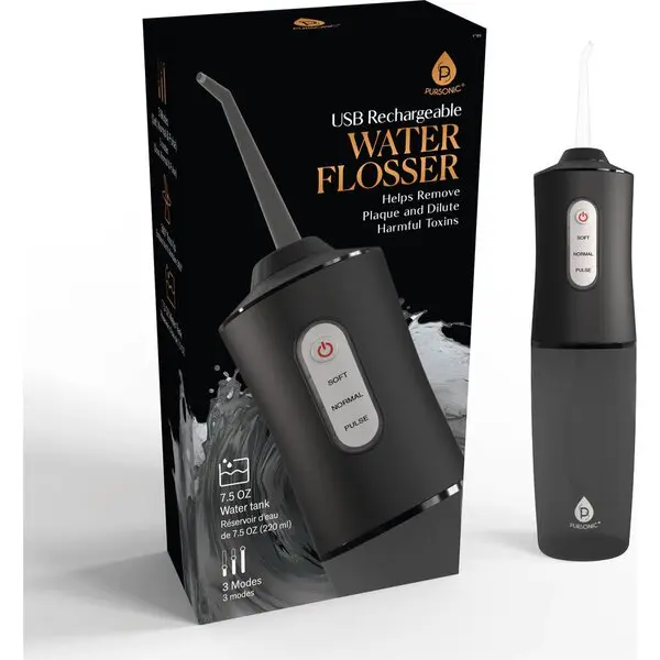 PURSONIC Water Flosserhelps Remove Plaque & Dilute Harmful Toxins - Black