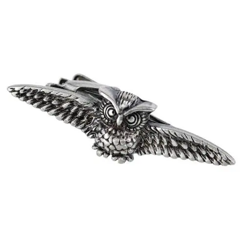 Trafalgar Majestic Owl Tie Bar - Antique Silver