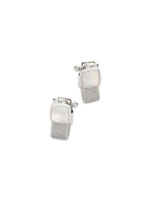 PAUL FREDRICK Mother Of Pearl Mesh Wrap Cufflinks - Silver