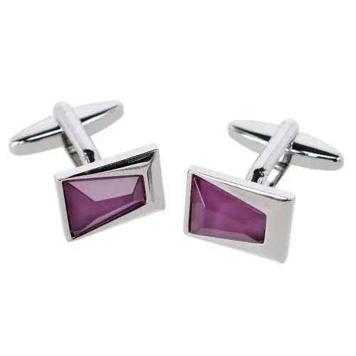 Trafalgar Reginal Rectangular Dapper Stone Cufflinks - Purple