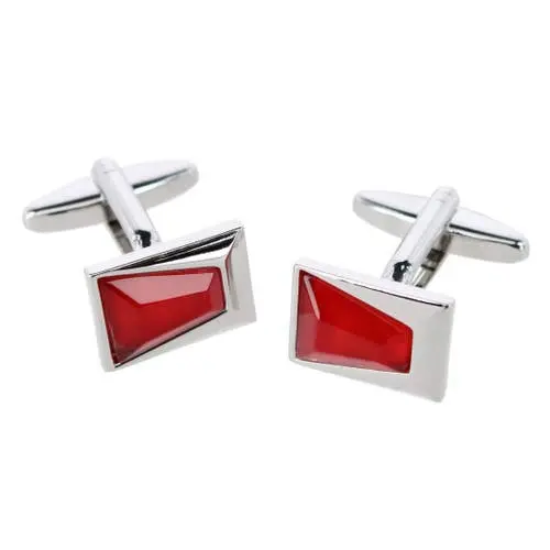 Trafalgar Reginal Rectangular Dapper Stone Cufflinks - Red