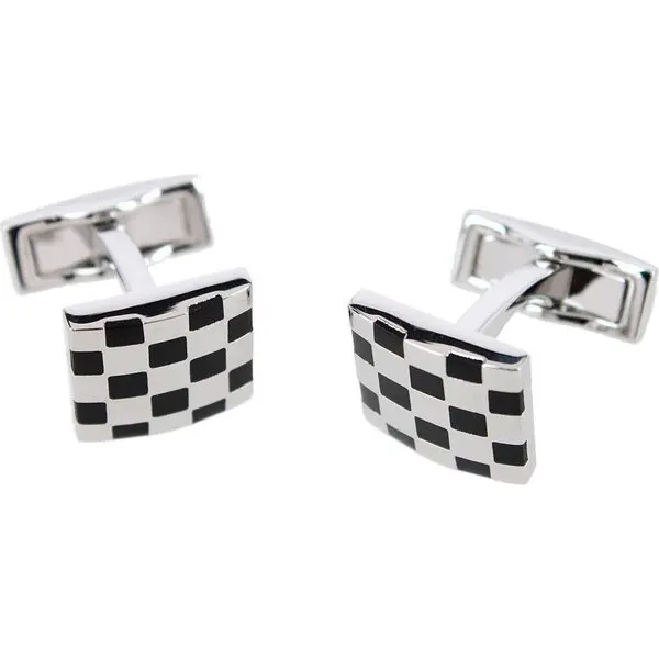 Trafalgar Checker Board Regal Cufflinks - Silver And Black