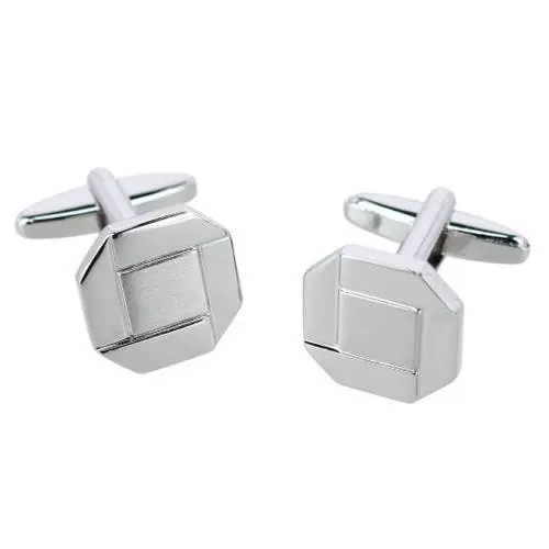Trafalgar Octagon Detailed Cufflinks - Silver