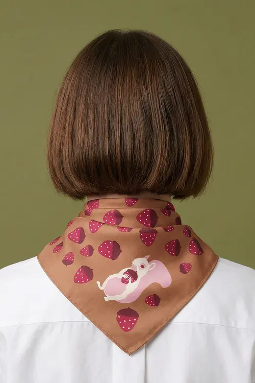 CENTINELLE Albino Squirrel Cotton Silk Bandana - Brown
