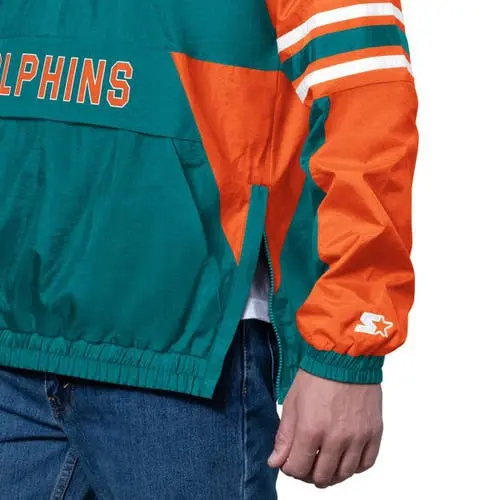 STARTER Miami Dolphins Vintage Logo Prospect Half-zip Pullover