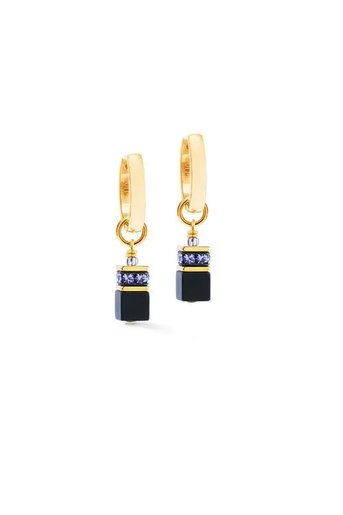 COEUR DE LION Geocube Precious Classic Gold Hoop Earrings - Blue Moon