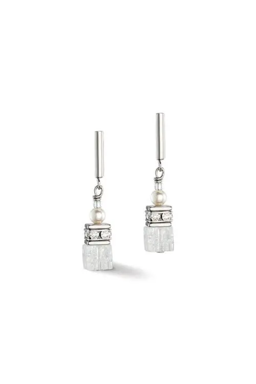 COEUR DE LION Geocube® Precious Fusion Pearls Earrings - White