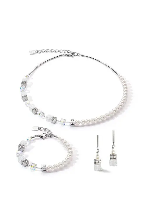 COEUR DE LION Geocube® Precious Fusion Pearls Earrings - White